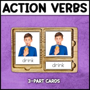 Action Verbs Flashcards for Autism | Speech Therapy ESL Vocabulary Real ...