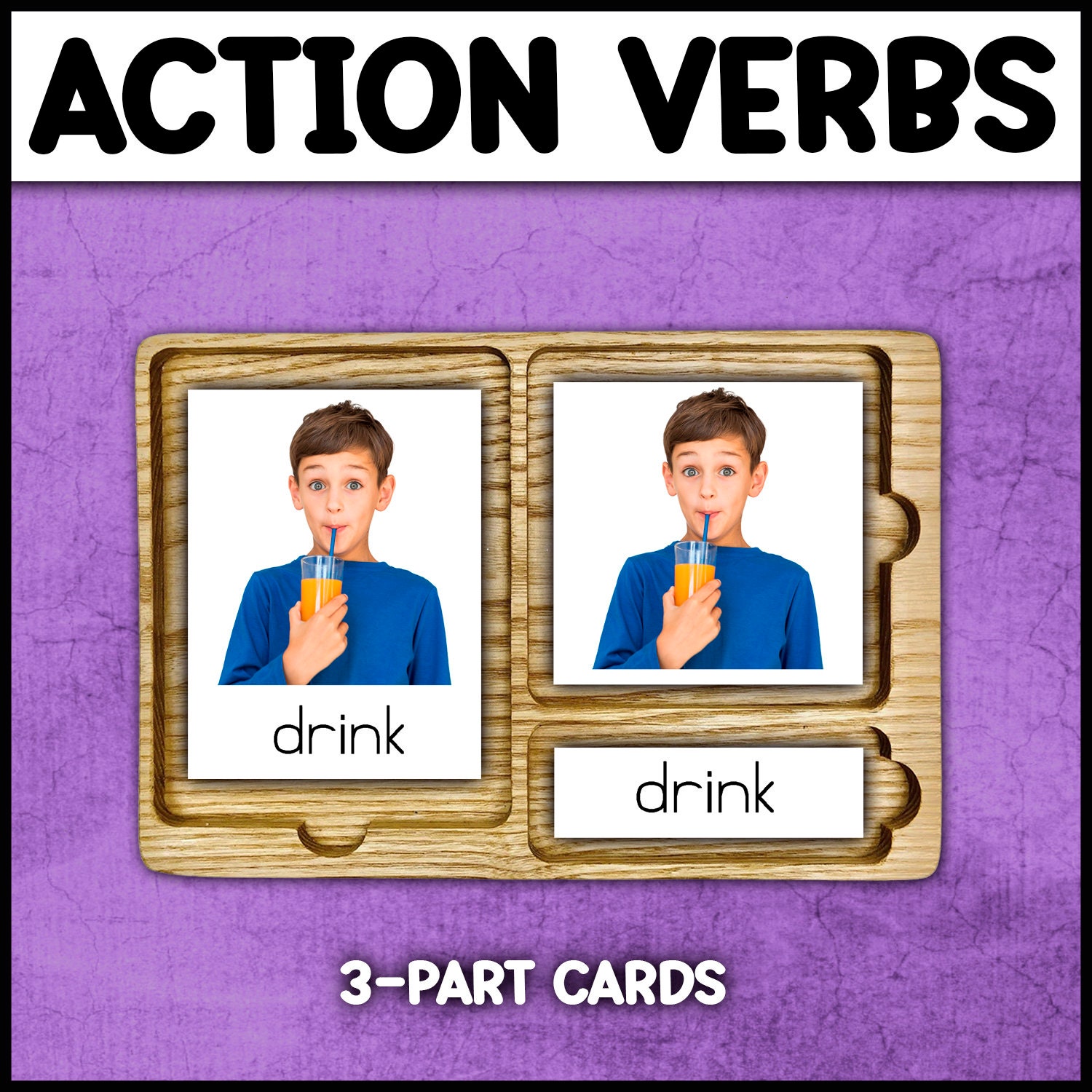 Action Verbs Flashcards for Autism | Speech Therapy ESL Vocabulary Real ...