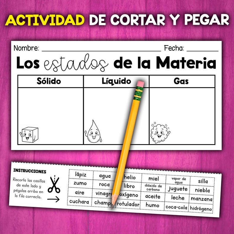 Spanish Matter Sorting Activity | States of Matter in Spanish | Sort ...