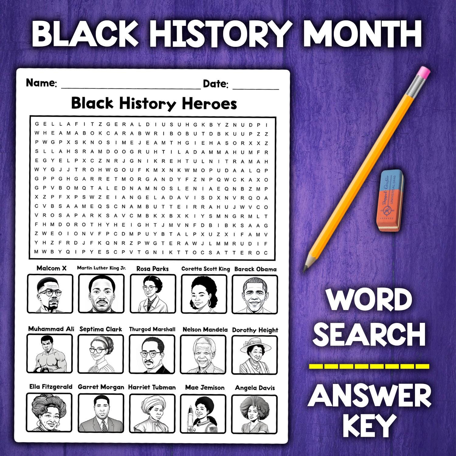 Black History Month Word Search Activity Worksheet | Black History ...