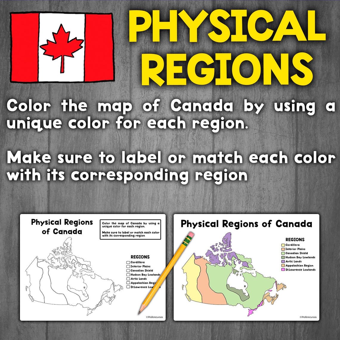 Physical Regions of Canada Map Activity Worksheet | Canadian Geography ...