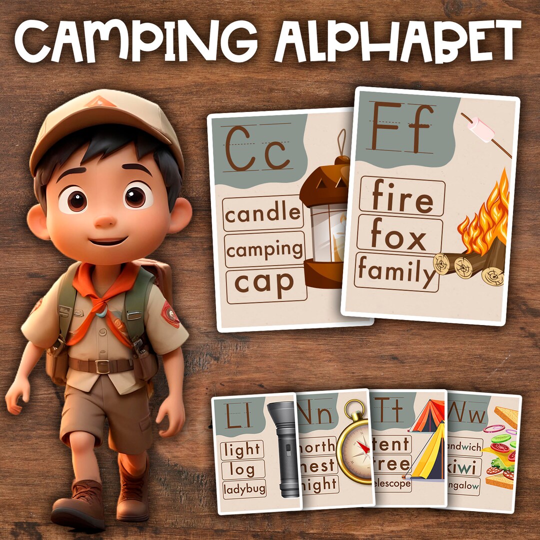 Alphabet Posters THEMED CAMPING Alphabet Cards Letters Posters ...