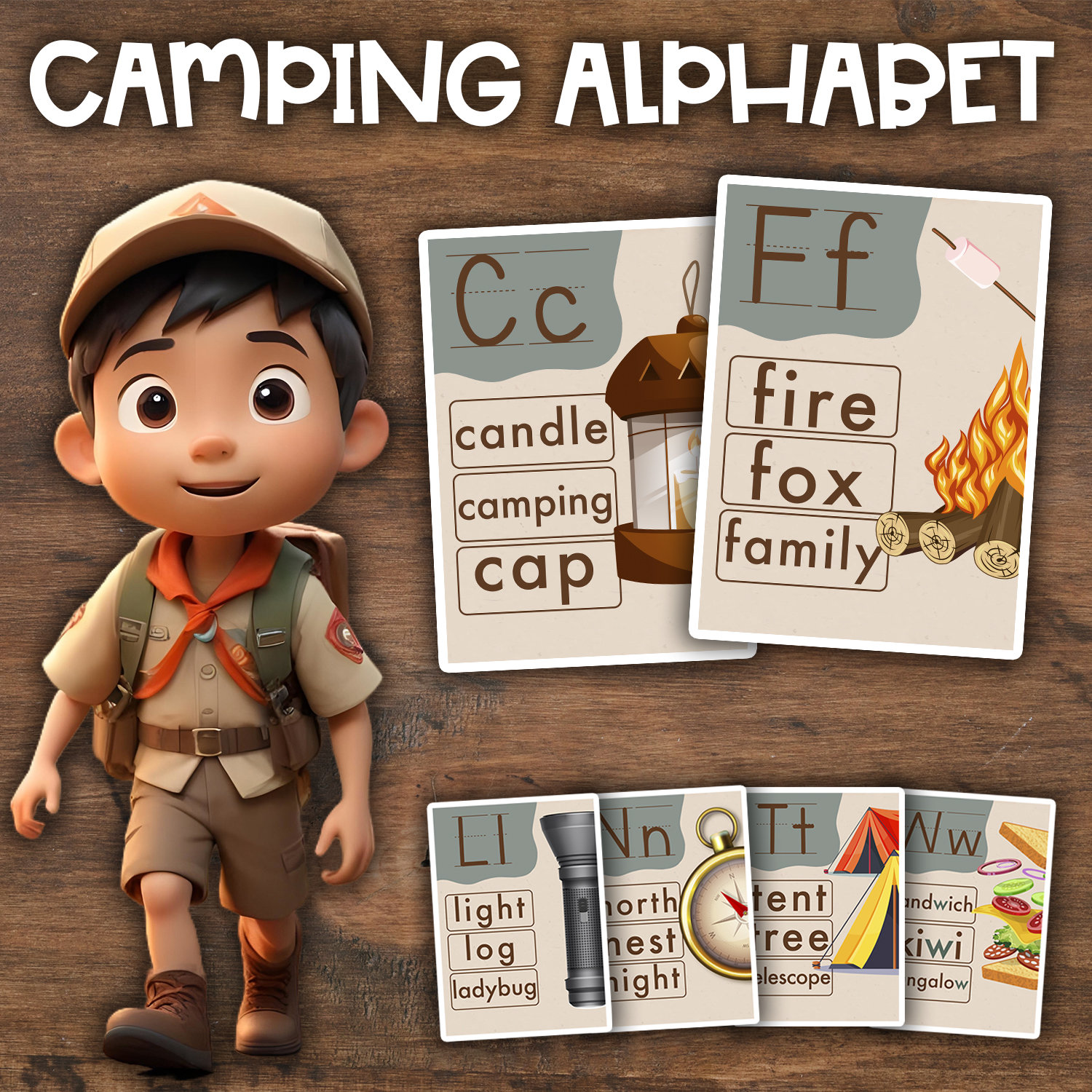 Alphabet Posters | THEMED CAMPING | Alphabet Cards | Letters Posters ...