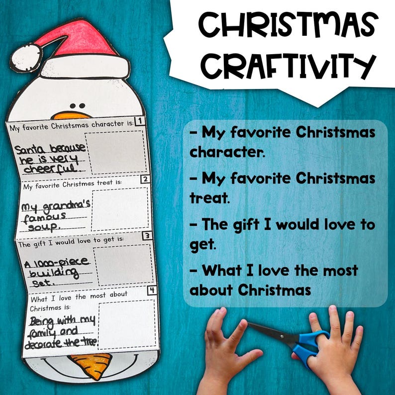 Snowman Christmas Craft Activity | Foldable Christmas Writing Activity ...