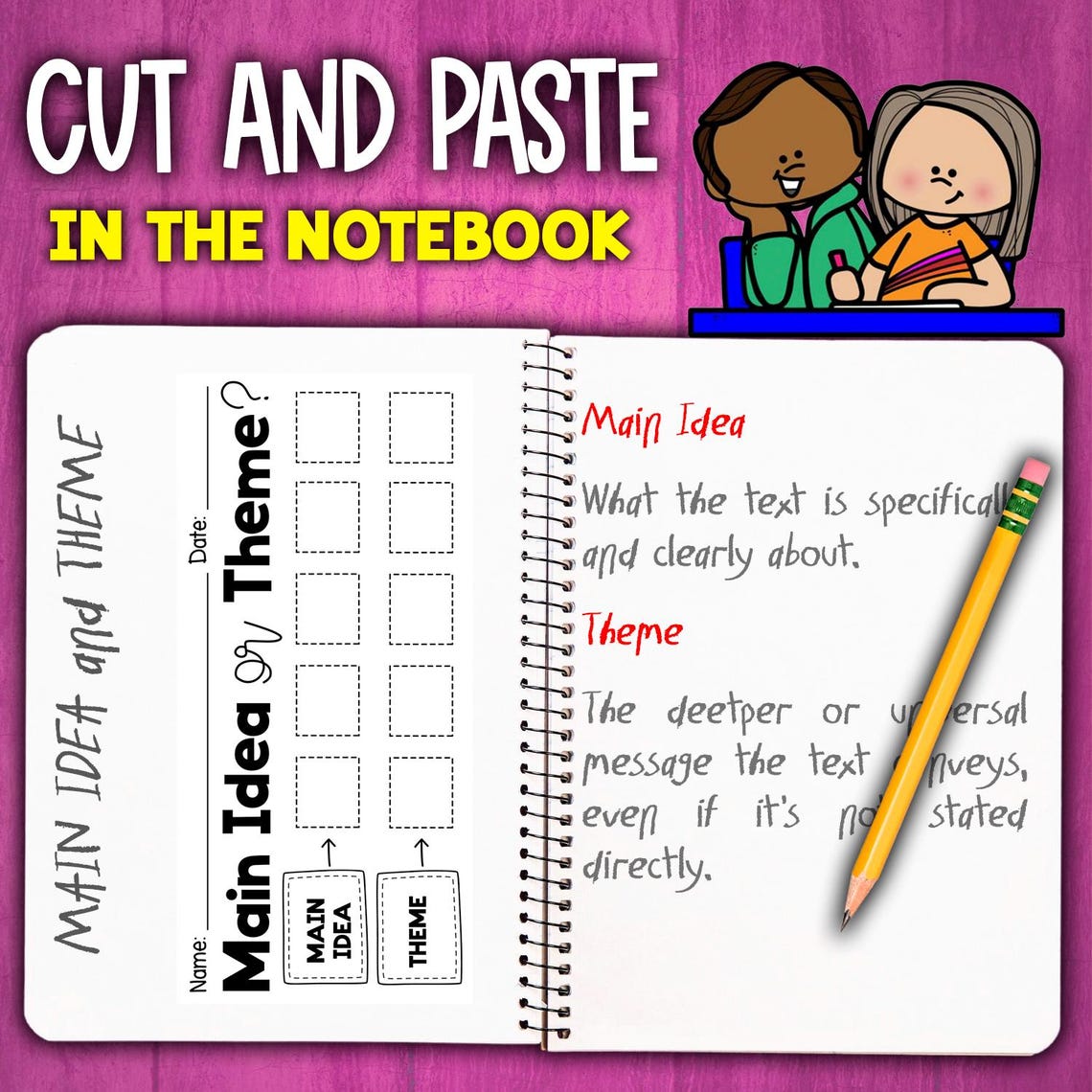 Main Idea and Theme Sorting Activity | Main Idea and / Vs Theme | Cut ...