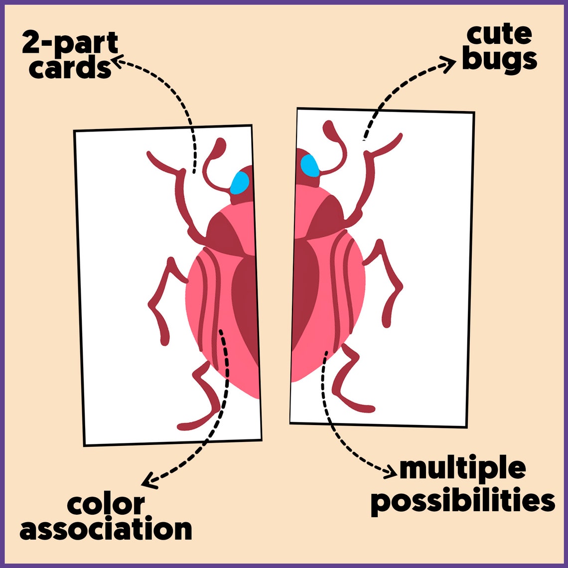 Color Matching Cards Insect and Bugs Matching Cards Memory Game Cards ...