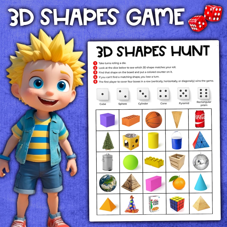 3D Shapes Game | 3-D Hunt | Identify Three Dimensional Shapes ...
