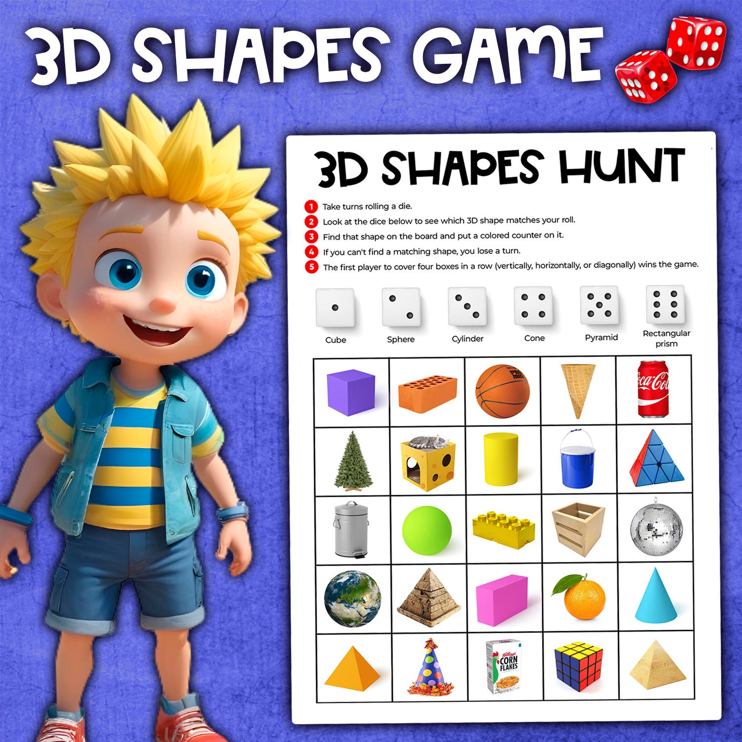 3D Shapes Game | 3-D Hunt | Identify Three Dimensional Shapes ...