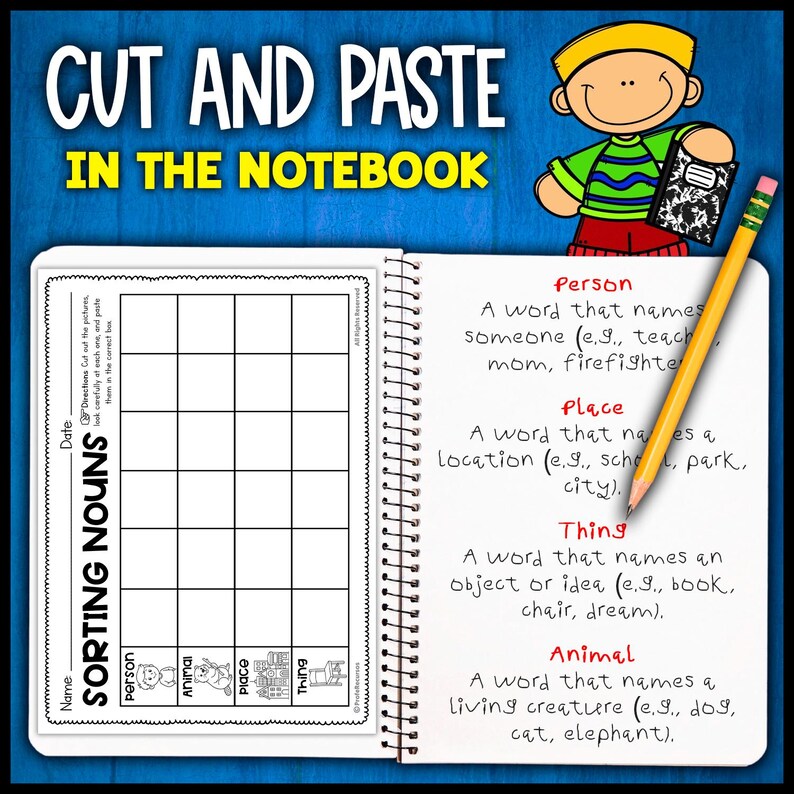 Noun Sort Cut and Paste | Person, Animal, Place, Thing | Nouns ...
