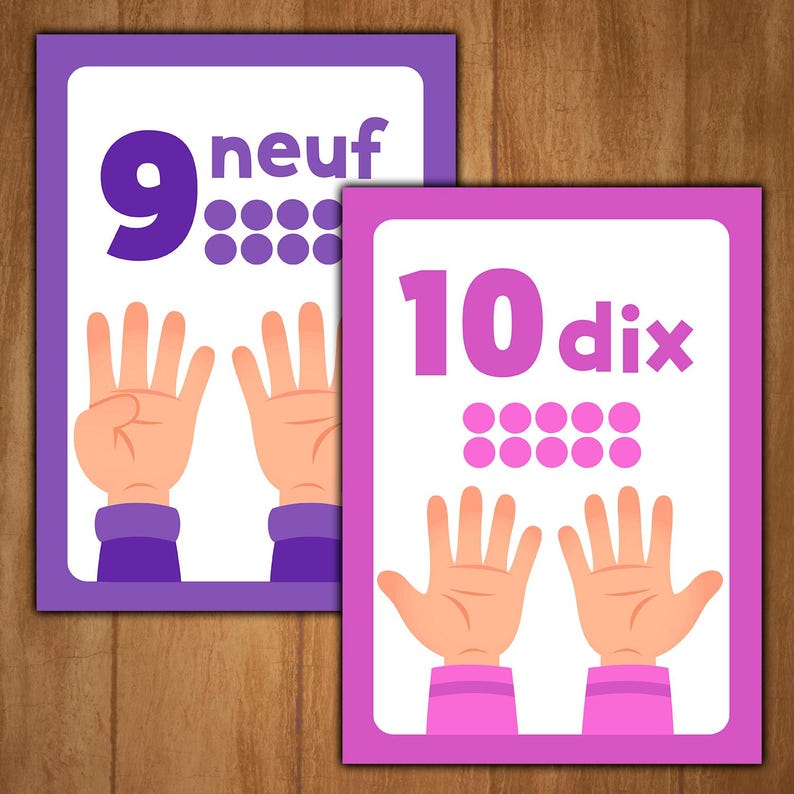 French Numbers Flashcards 1 to 10 | Numbers in French | Numbers Cards ...