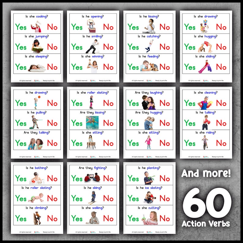 Action Verbs Worksheets Activities | Picture Cards for Autism | Special ...