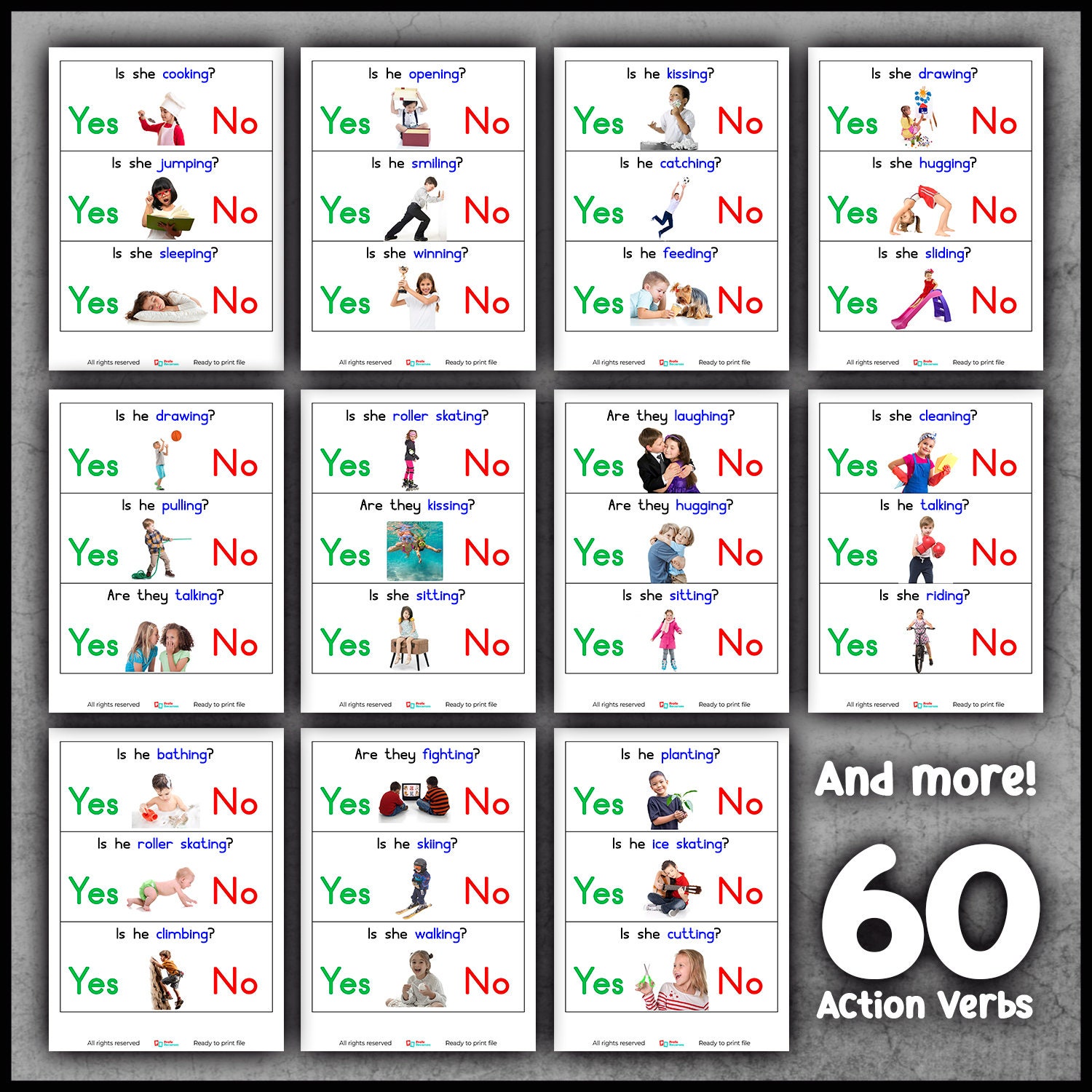 Action Verbs Worksheets Activities | Picture Cards for Autism | Special ...