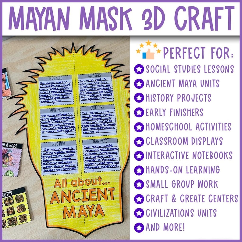 Ancient Mayan Project Craft Activity | Mayan Mask 3D Craftivity ...