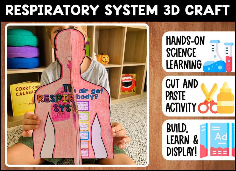 Respiratory System 3D Craft | Human Body Science Activity | Printable ...