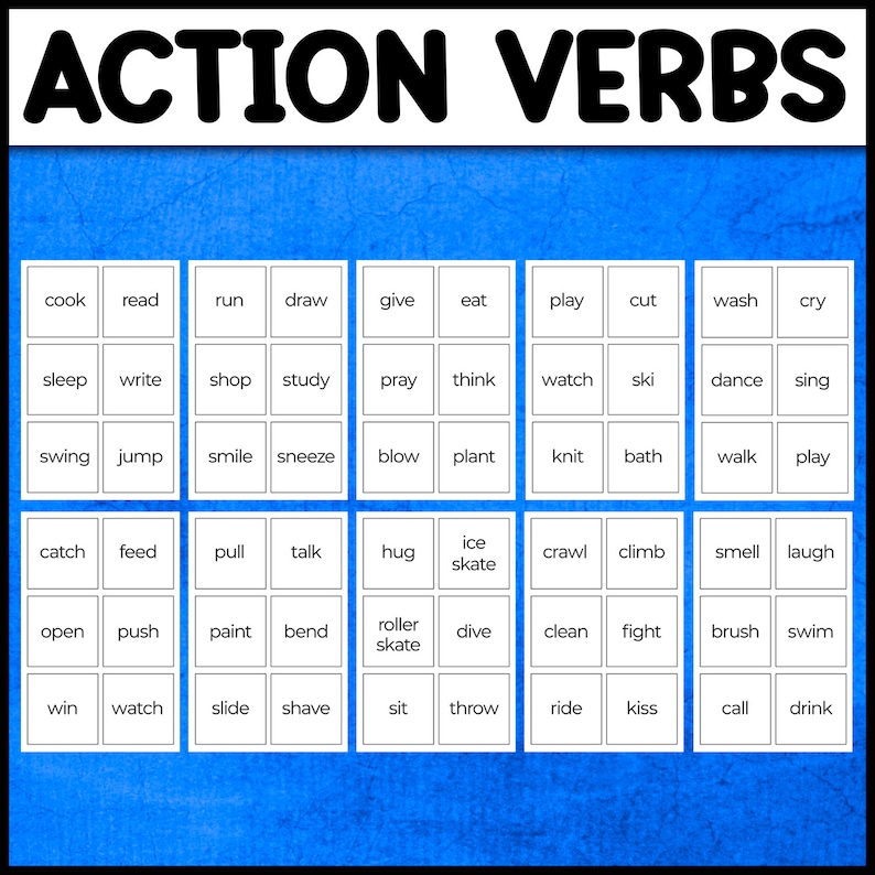 Action Verbs Activity Word to Picture Match Speech Therapy Special ...