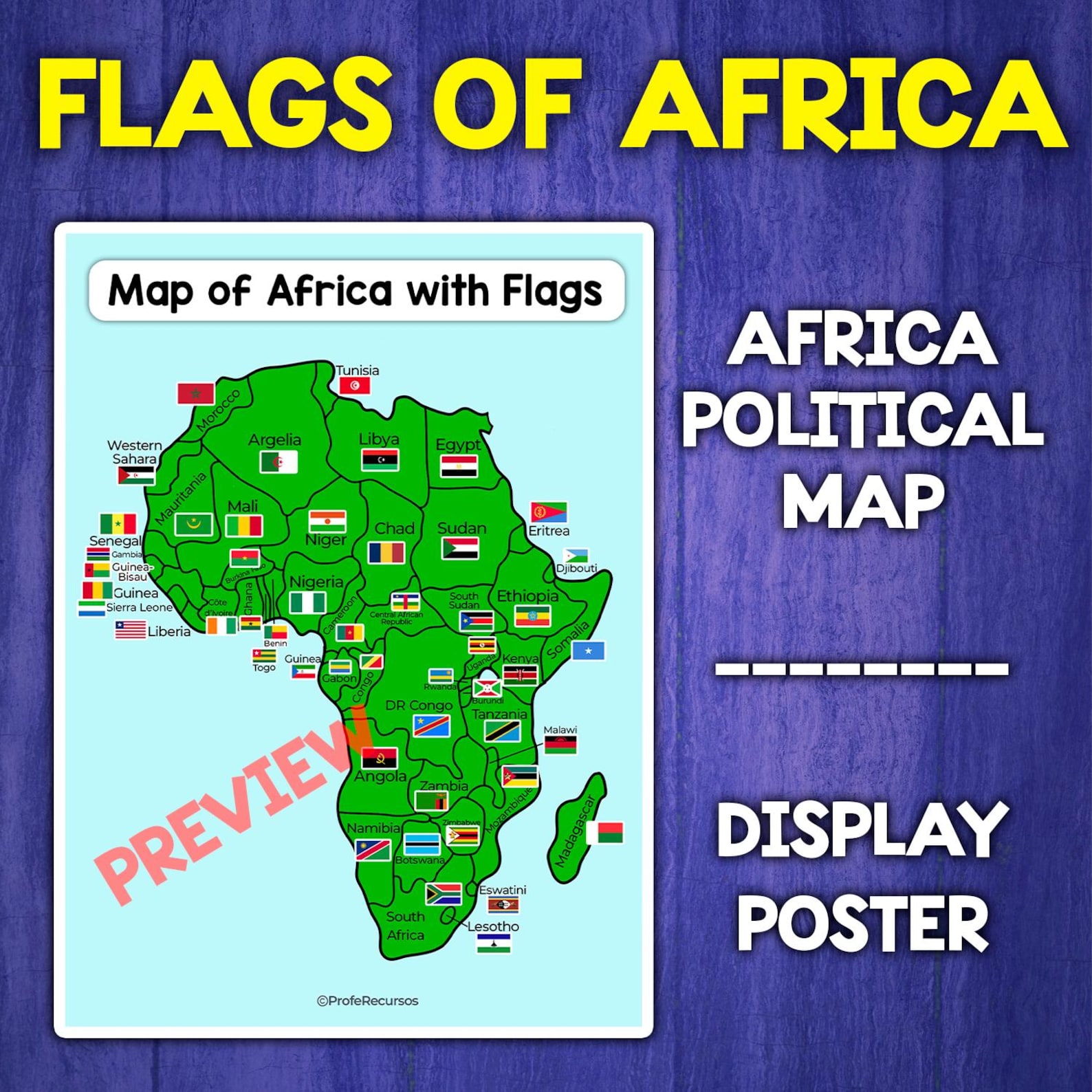 Map of Africa Political Map of Africa Flags of the Countries of Africa ...