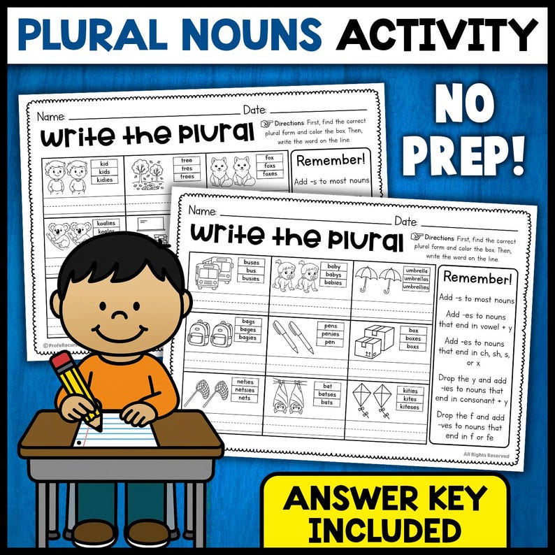 Singular and Plural Nouns Sort Worksheets | Grammar Activities | 1st ...