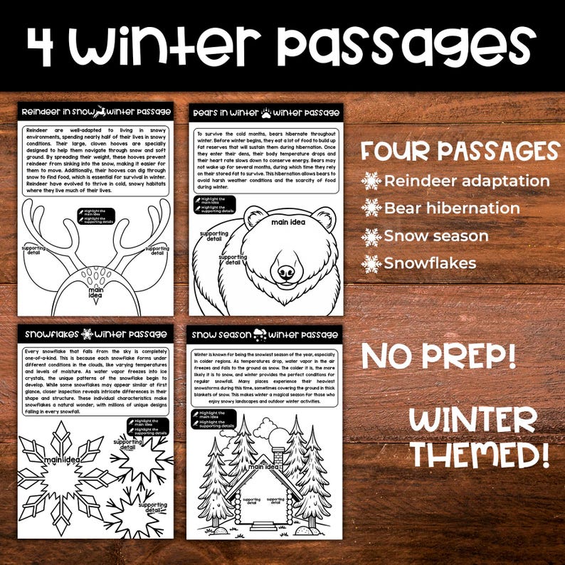 Winter Passages Reading Comprehension Passages Winter Activities for ...