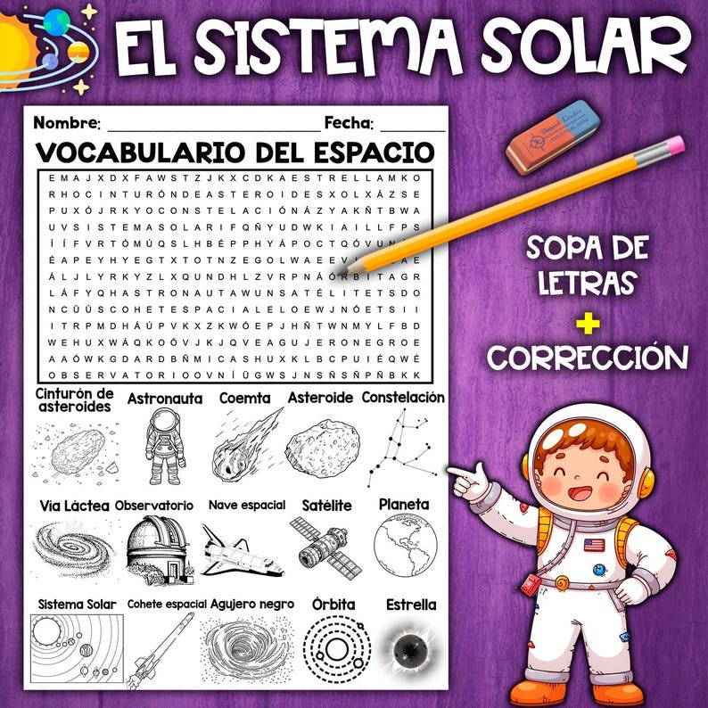 Spanish Solar System & Planets Word Search | the Solar System and ...