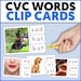CVC Words Clip Cards CVC Words Task Cards CVC Words Activity Prek and ...