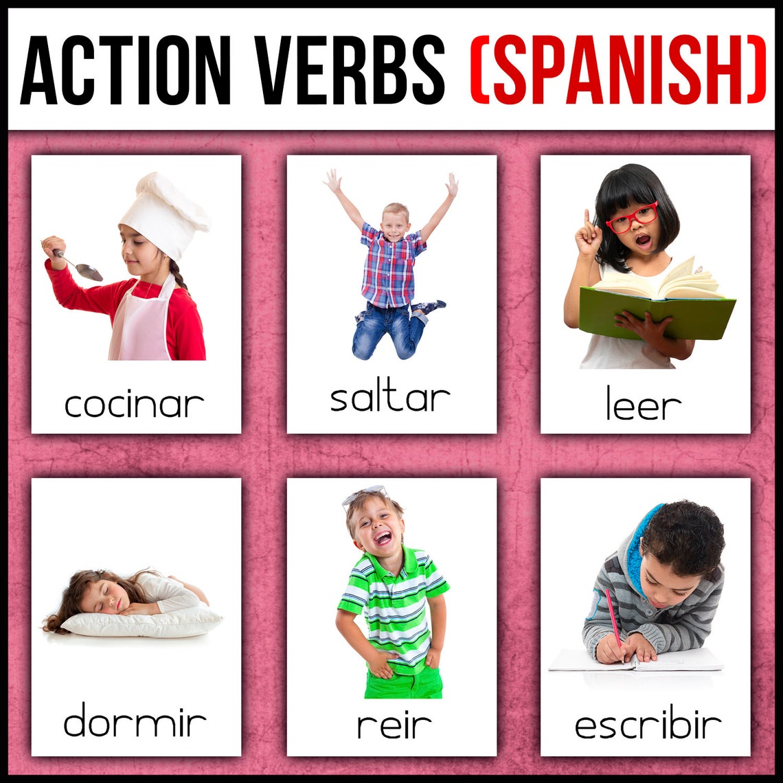 Action Verbs in SPANISH Flashcards | Action Verbs in SPANISH Flashcards ...