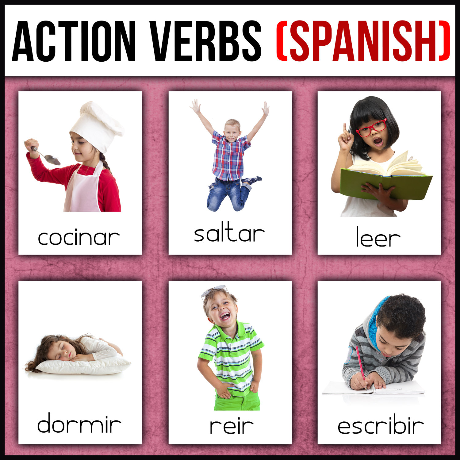 Action Verbs in SPANISH Flashcards Action Verbs in SPANISH Flashcards ...