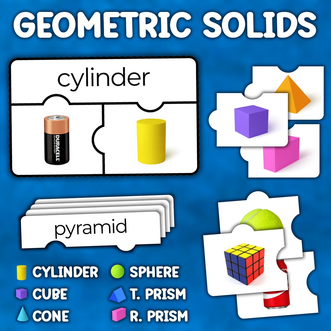 3D Shapes 3-part Puzzle | Geometric Solids 3D Shapes Puzzle Game ...