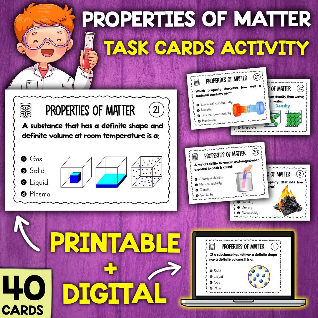 Chemical and Physical Properties and States of Matter Task Cards ...