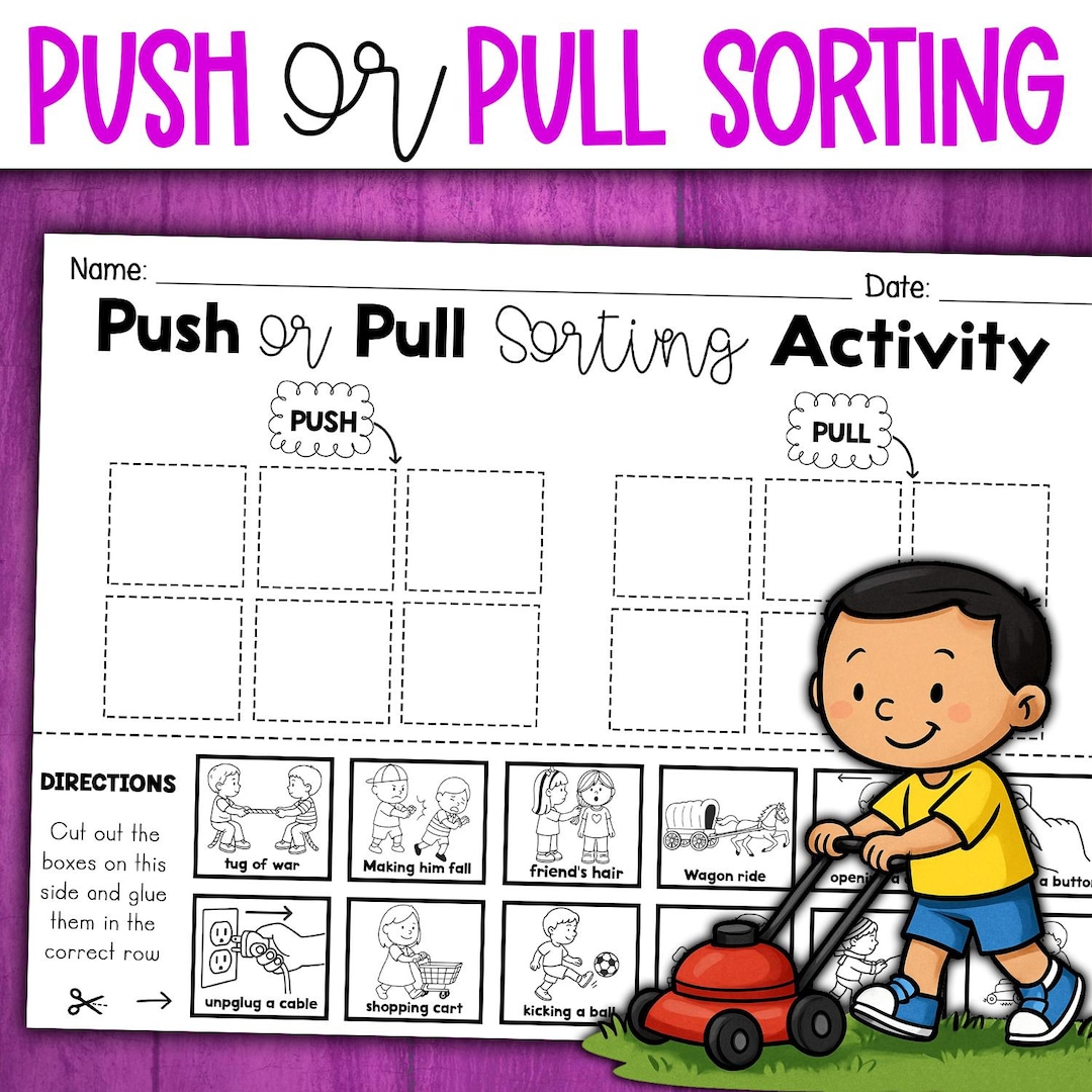 Push or Pull Sorting Activity Worksheet | Force and Motion Worksheet ...