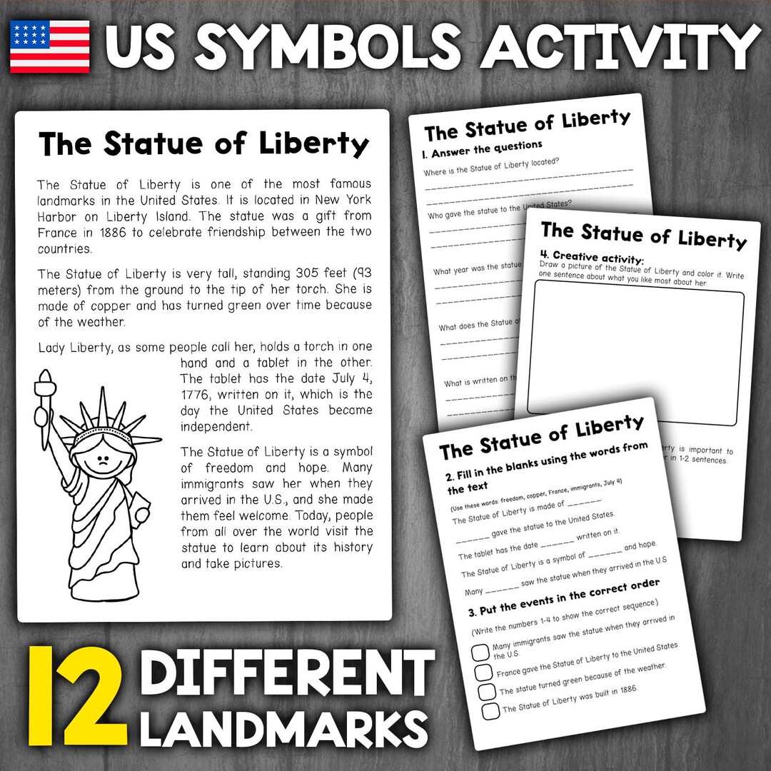 US Symbols and Landmarks Worksheets & Activities | Reading ...