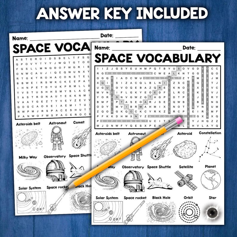 Solar System & Planets Vocabulary Activity Worksheet Word Search ...