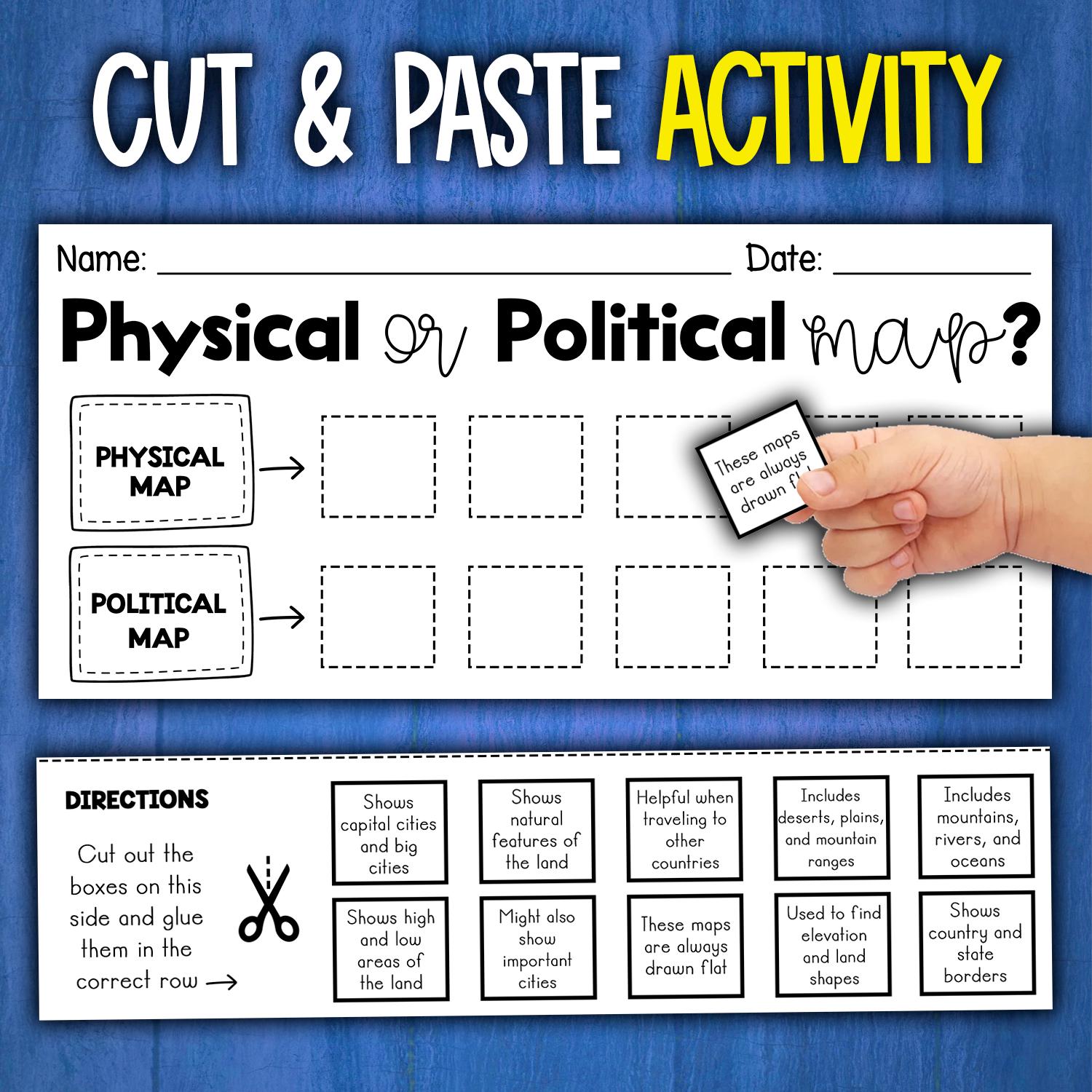 Types of Maps Sorting Activity | Physical Maps and Political Maps ...