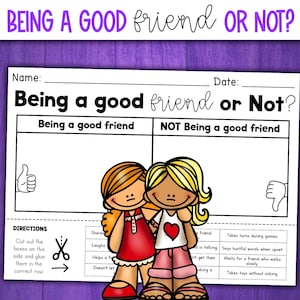 Being a Good Friend Worksheet - Etsy