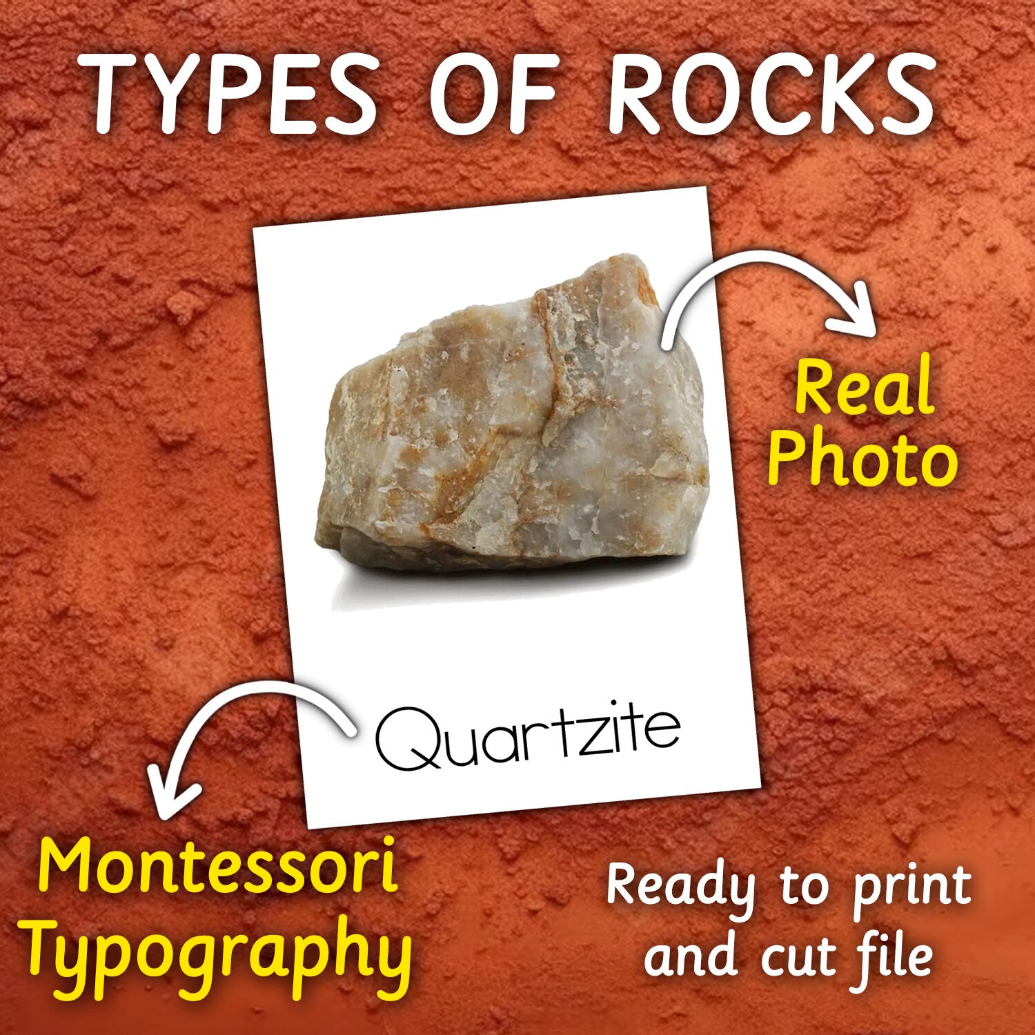 Types of Rocks Montessori 3-PART Cards | Types of Rocks Flashcards ...