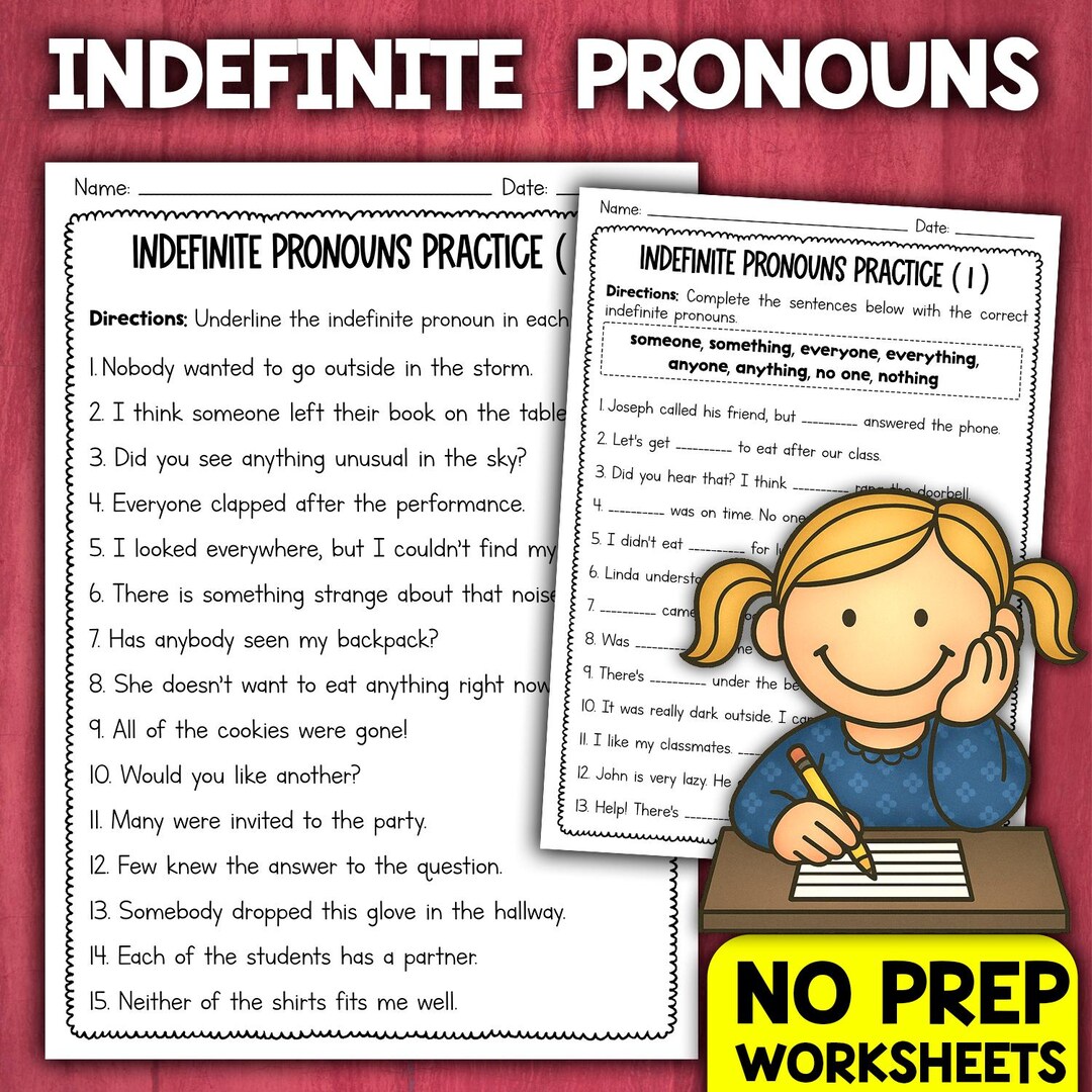 Indefinite Pronouns Worksheets Activity Practice - Etsy