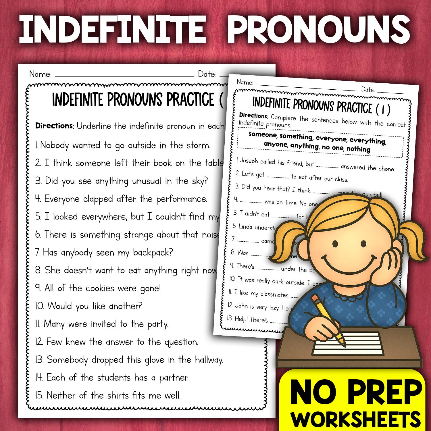 Indefinite Pronouns Worksheet