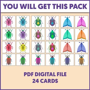 Color Matching Cards Insect and Bugs Matching Cards Memory Game Cards ...