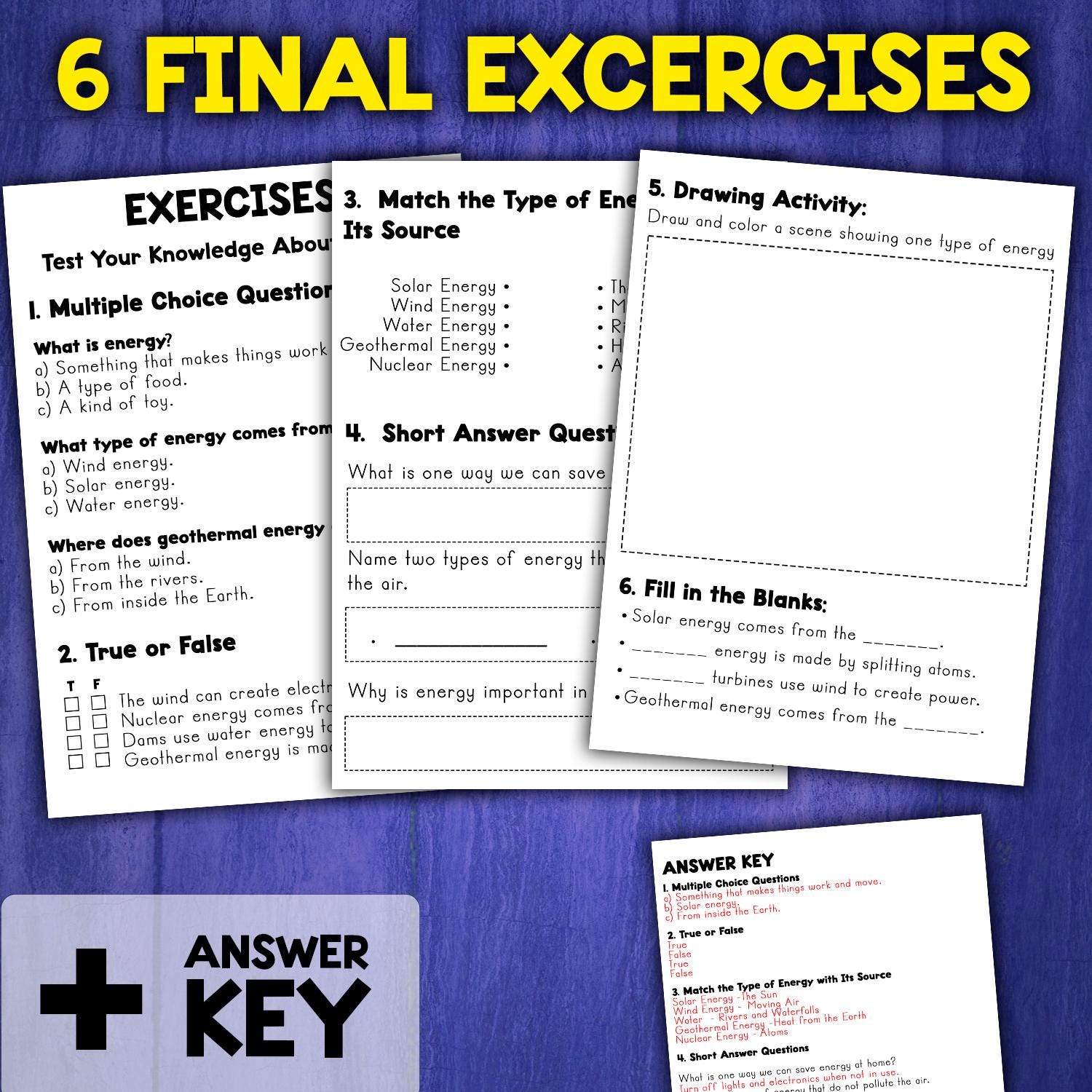 Types of Energy Reading Comprehension Passage + Questions | Forms of ...