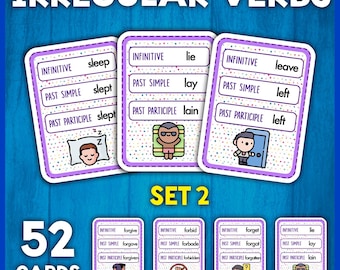 Irregular Verbs Cards SET 2 | Infinitive + Past Simple + Past ...