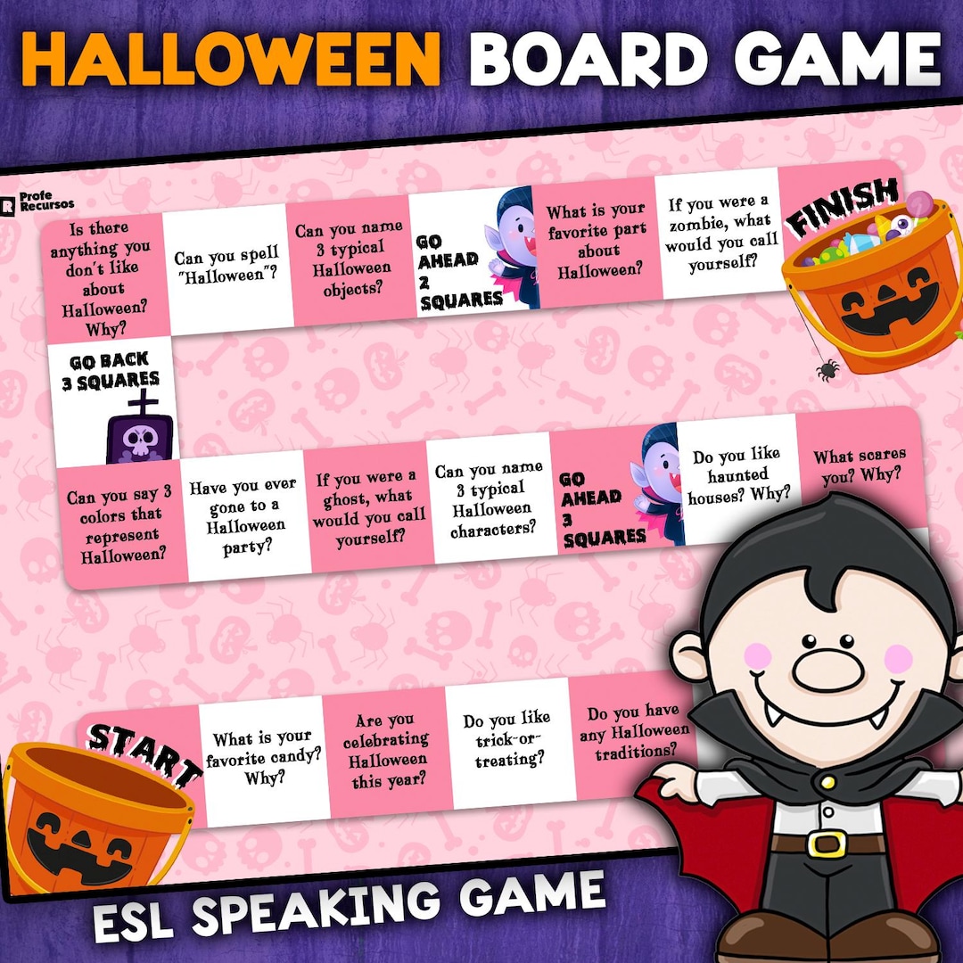 Halloween Board Game and Centers | ESL Speaking Activity | English ...