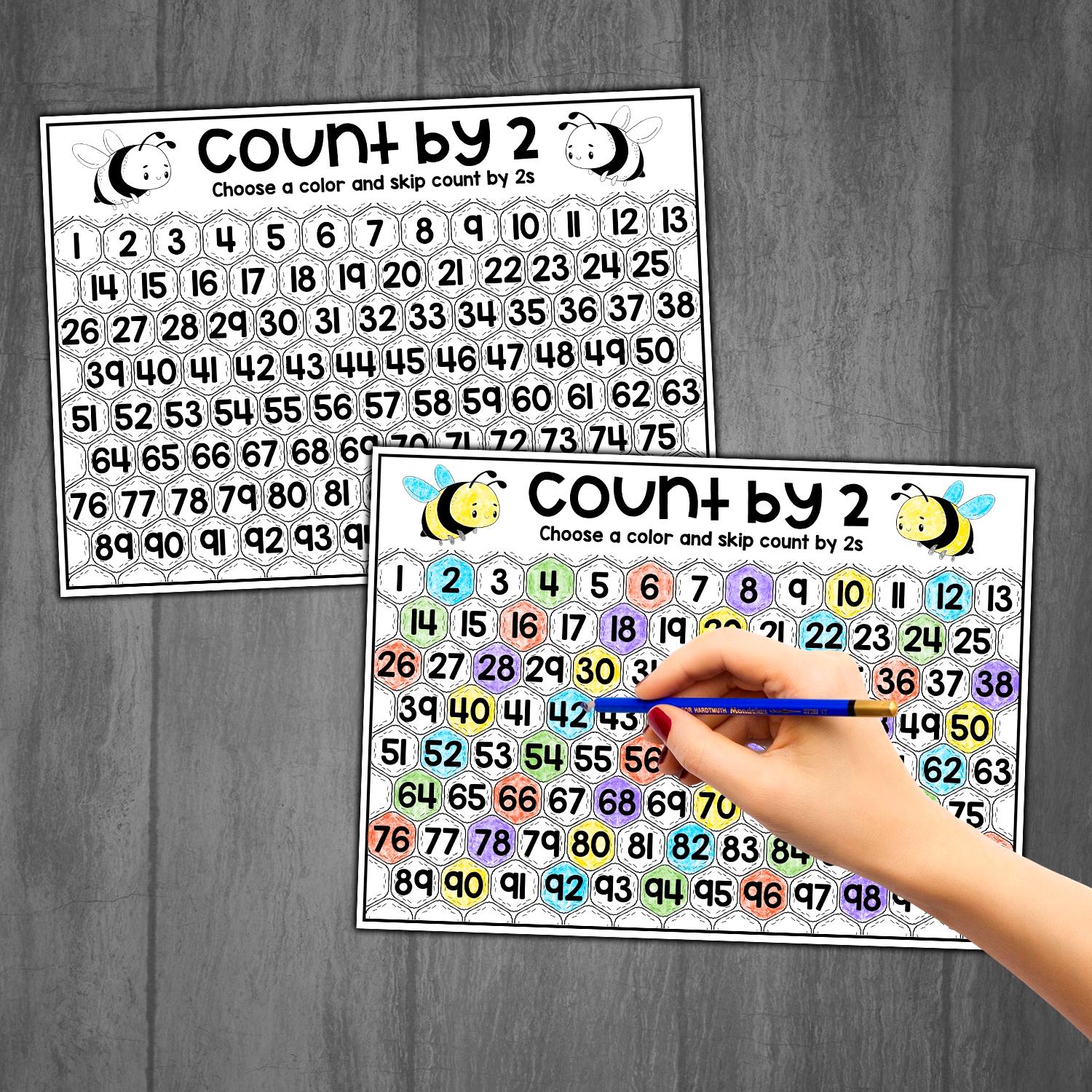 Skip Count by 2's, 3's, 5's and 10's Skip Counting Worksheets Bee ...