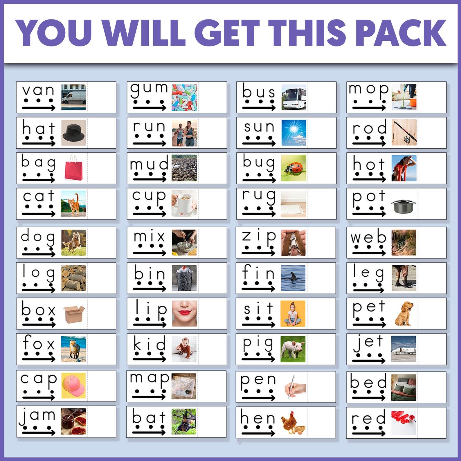 CVC Words Read and Reveal Cards CVC Words and Phonics Reading Cards ...