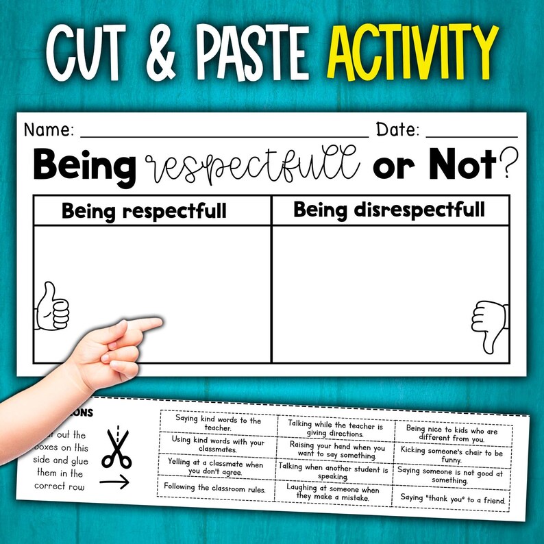 Being Respectful Sort Worksheet | Respectful Vs. Disrespectful ...