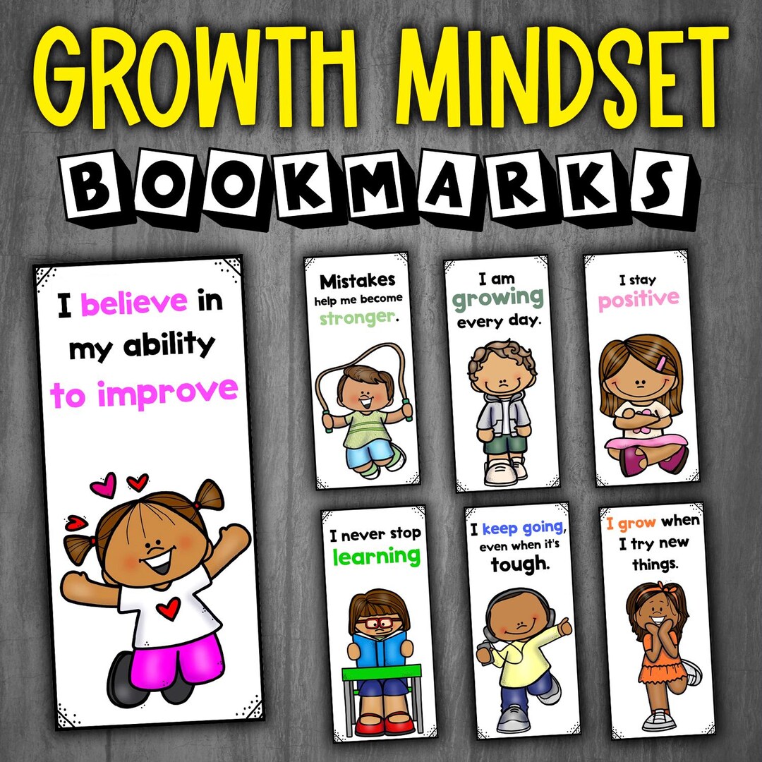 Growth Mindset Bookmarks for Kids | Daily Positive Affirmations | SEL ...
