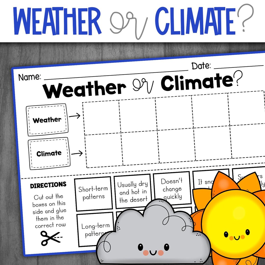 Weather and Climate Cut and Paste Activity | Weather Worksheets and ...