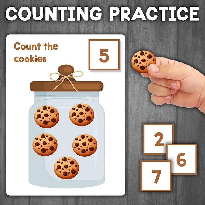 Cookies Counting Activity for Preschool | Montessori Math Activity ...
