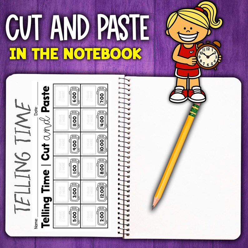 Telling Time Matching Worksheets | Cut & Paste Practice | Analog and ...