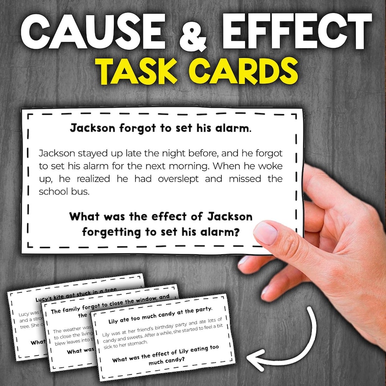 Cause and Effect Task Cards | Cause and Effect Reading Passages ...