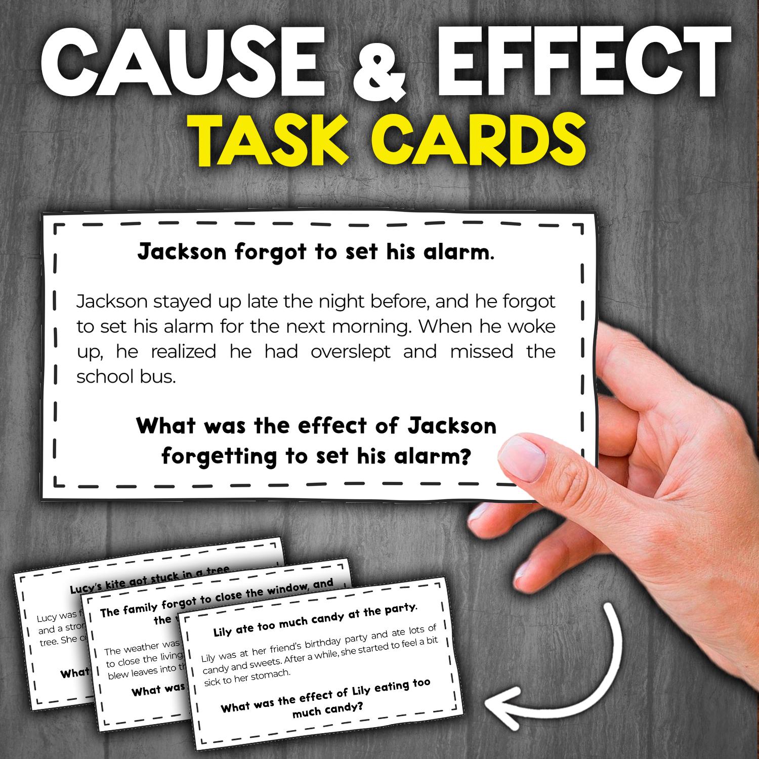 Cause and Effect Task Cards | Cause and Effect Reading Passages ...