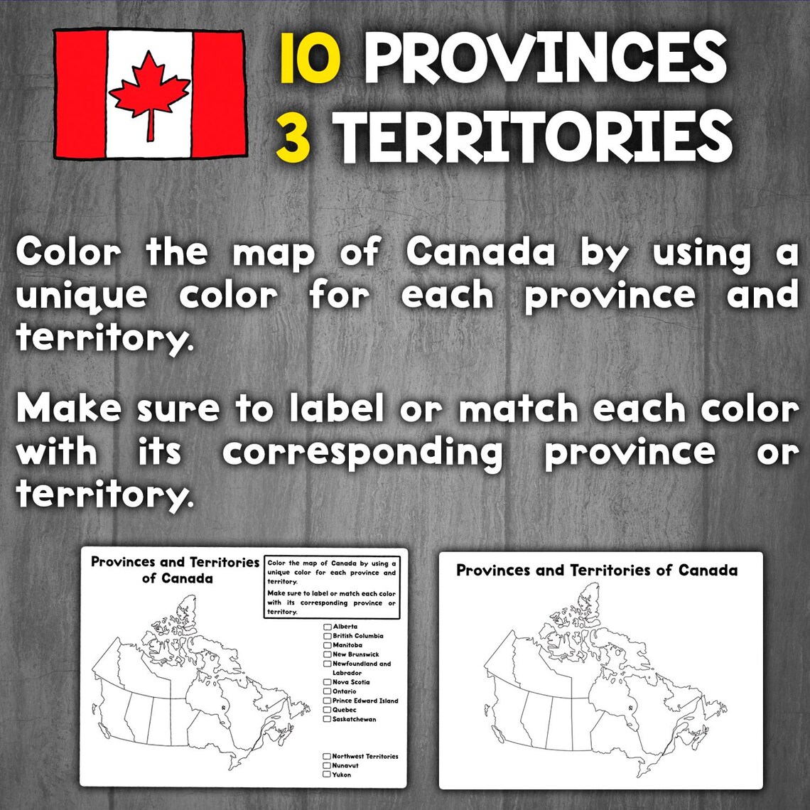 Map of Canada Worksheet | Provinces and Territories of Canada | Canada ...